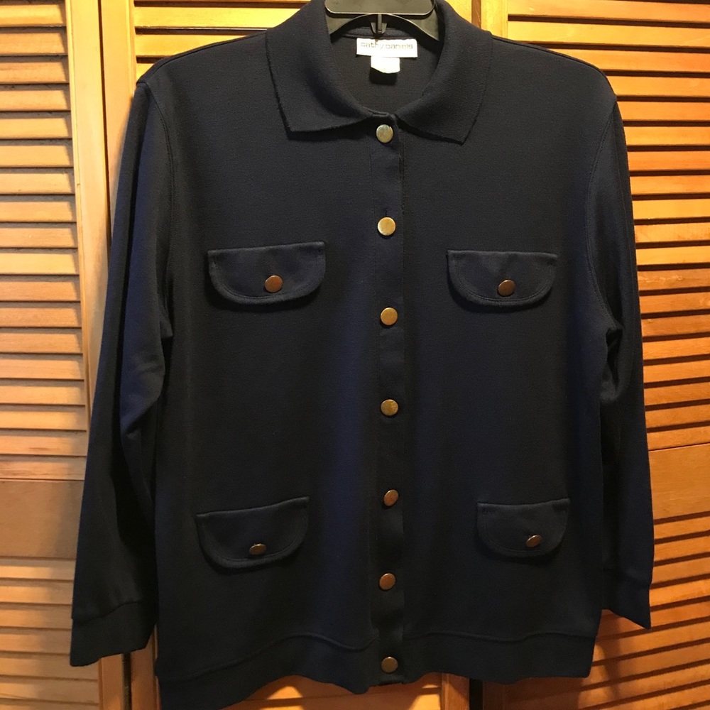 Vintage Cathy Daniels Navy Blue Polo Shirt/Cardi - Gem
